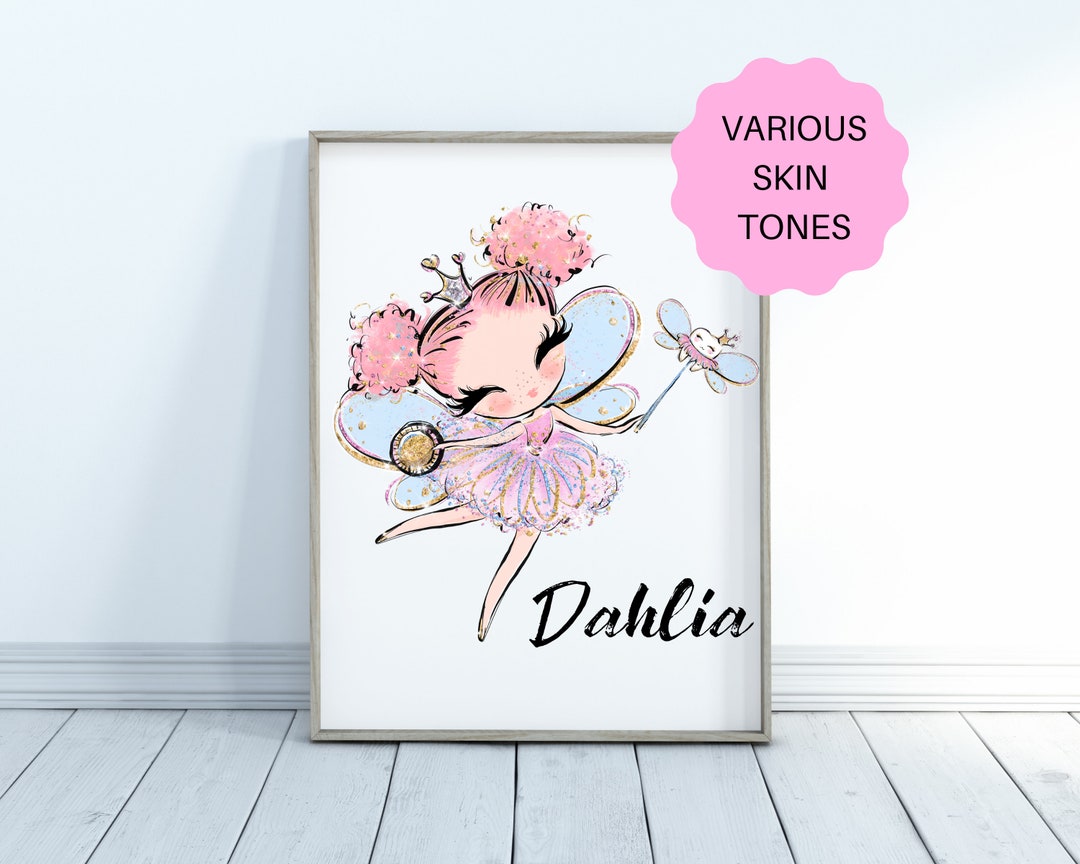 PERSONALIZED FAIRY WALL Art, Cute Fairy Print, Little Fairy With Wings ...