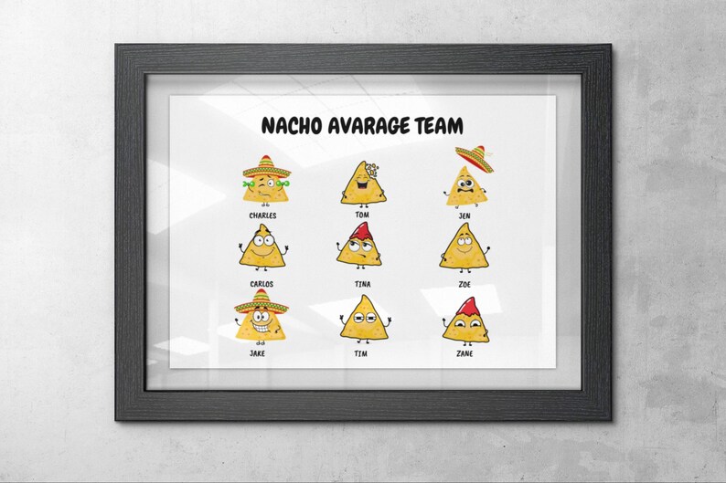 Nacho Average Team Personalised Print | Funny Office Team Gift | A4 ...