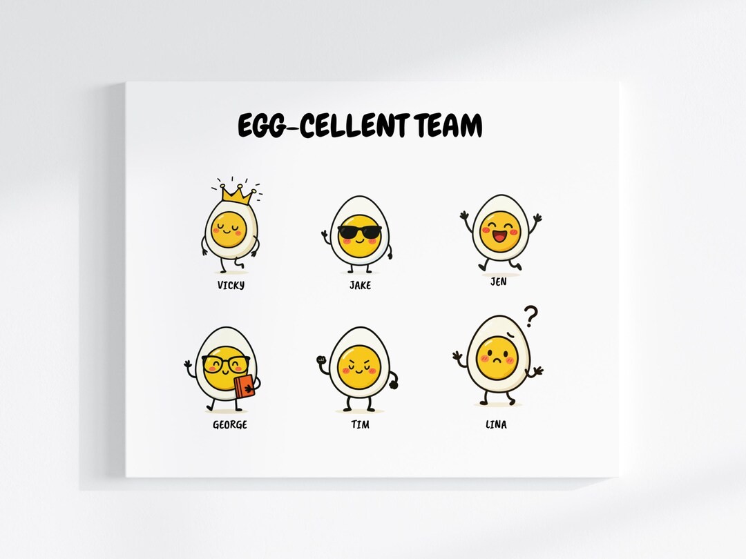 Egg-cellent Teamwork Besties Digital Print – Custom Names Office Wall ...