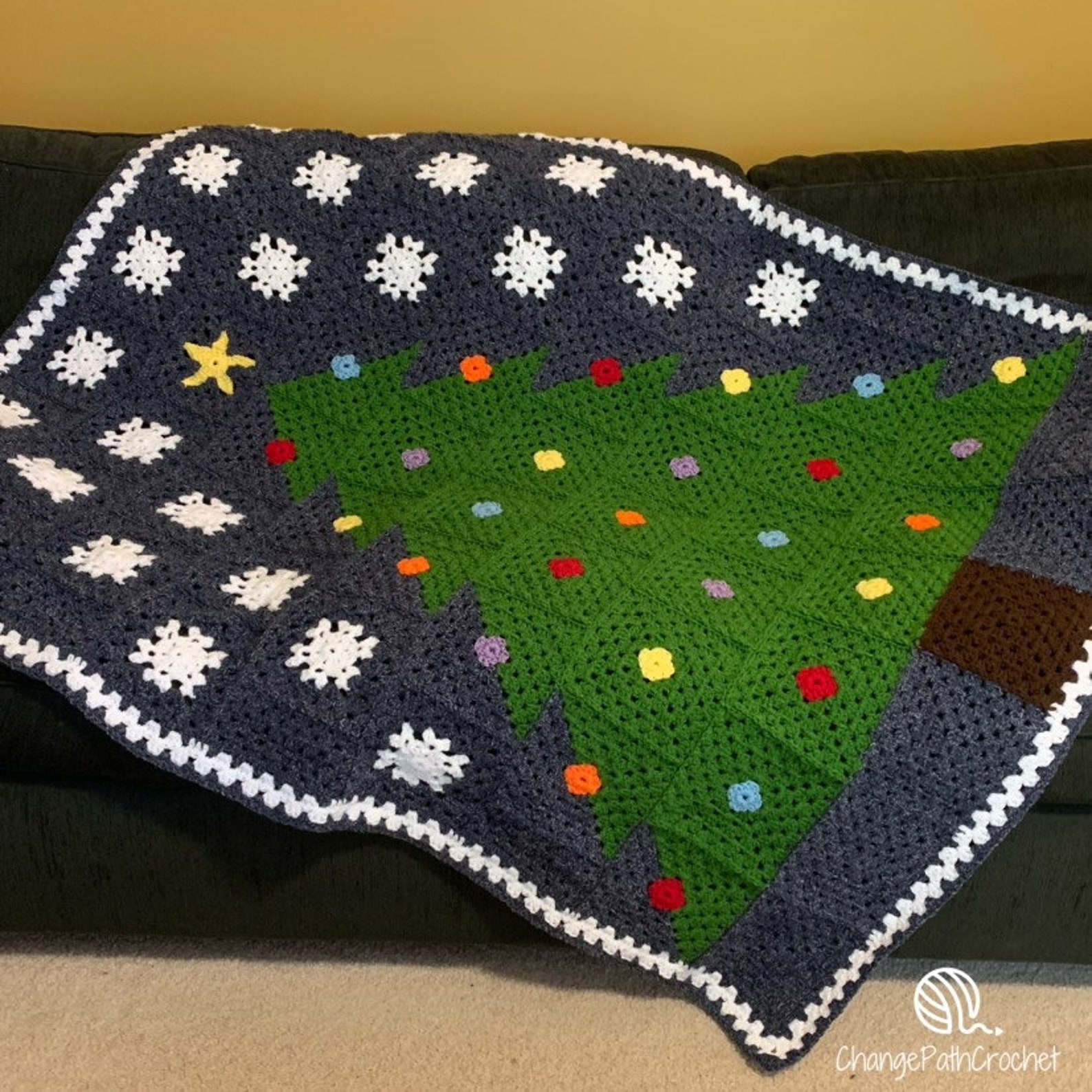 Christmas Tree Afghan Crochet Pattern, Holiday Blanket Instructions - Etsy