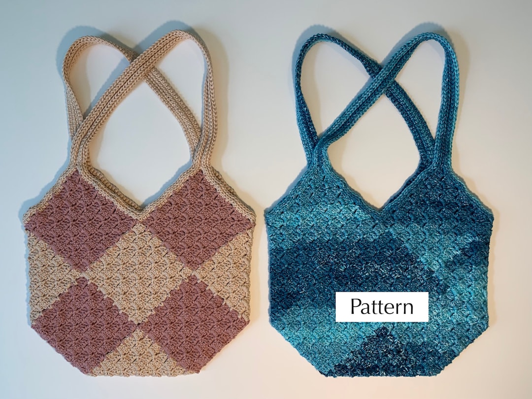 C2C Color Block Tote Bag Crochet Pattern, Checkerboard Purse ...