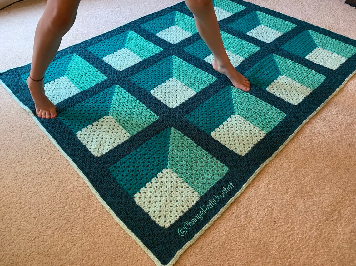 3D Squares Illusion Afghan Crochet Pattern - Etsy UK