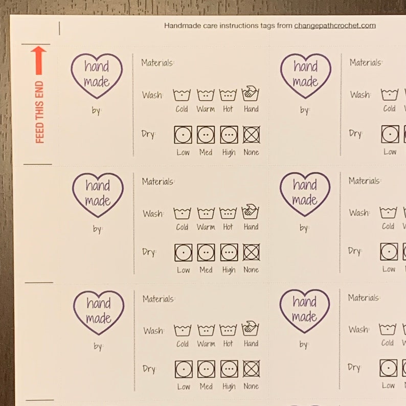 Printable Care Instructions Tags for Handmade Items Letter | Etsy