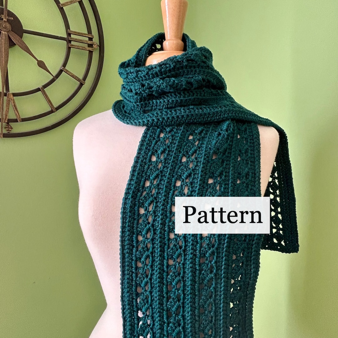 Diamond Vines Scarf Crochet Pattern, Easy Lacy Scarf Instructions - Etsy