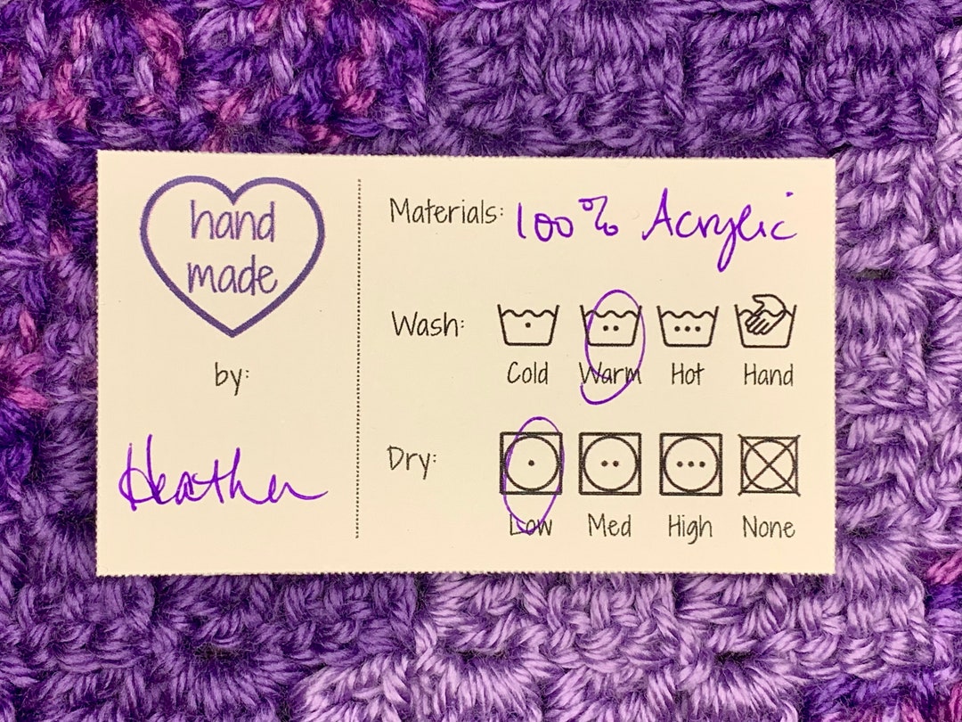 Printable Care Instructions Tags for Handmade Items - Letter and A4 ...