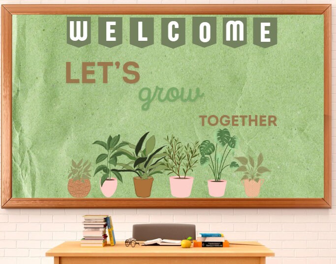 Welcome Back Bulletin Board Kit - Let's Grow Together - Plant Themed ...