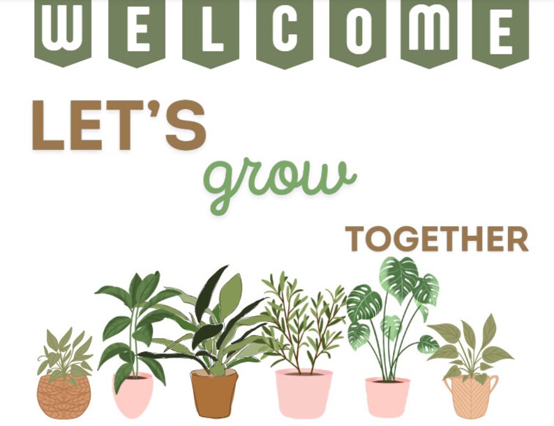 Welcome Back Bulletin Board Kit - Let's Grow Together - Plant Themed ...