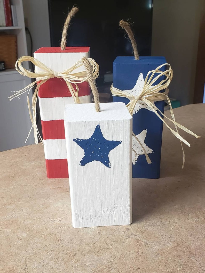 Wooden Firecrackers. These Blocks Range in Sizes. July 4th. Red White ...