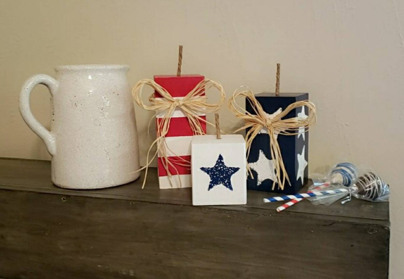 Wooden Firecrackers. These Blocks Range in Sizes. July 4th. Red White ...