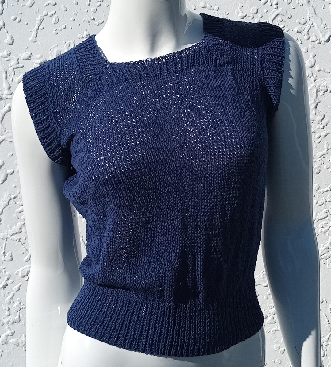 1930s Style Square Neck Cotton Hand Knitted Jumper - Etsy
