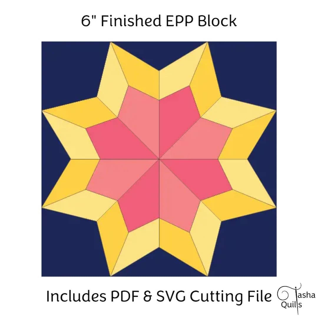6" Double Star Printable Block Pieces for English Paper Piecing (EPP ...