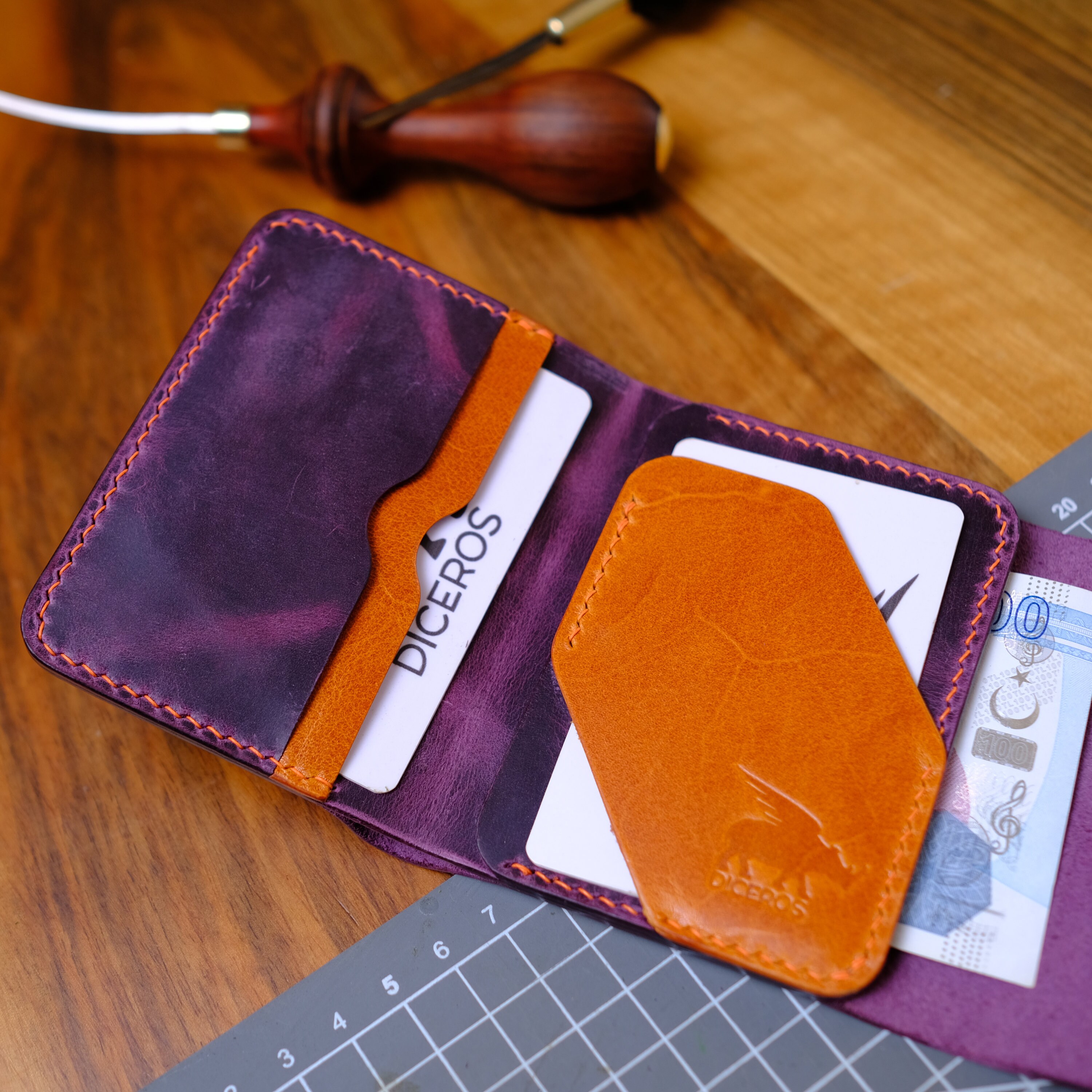 Colorful Man Leather Wallet, Minimalist Front Pocket Wallet, Gift for ...