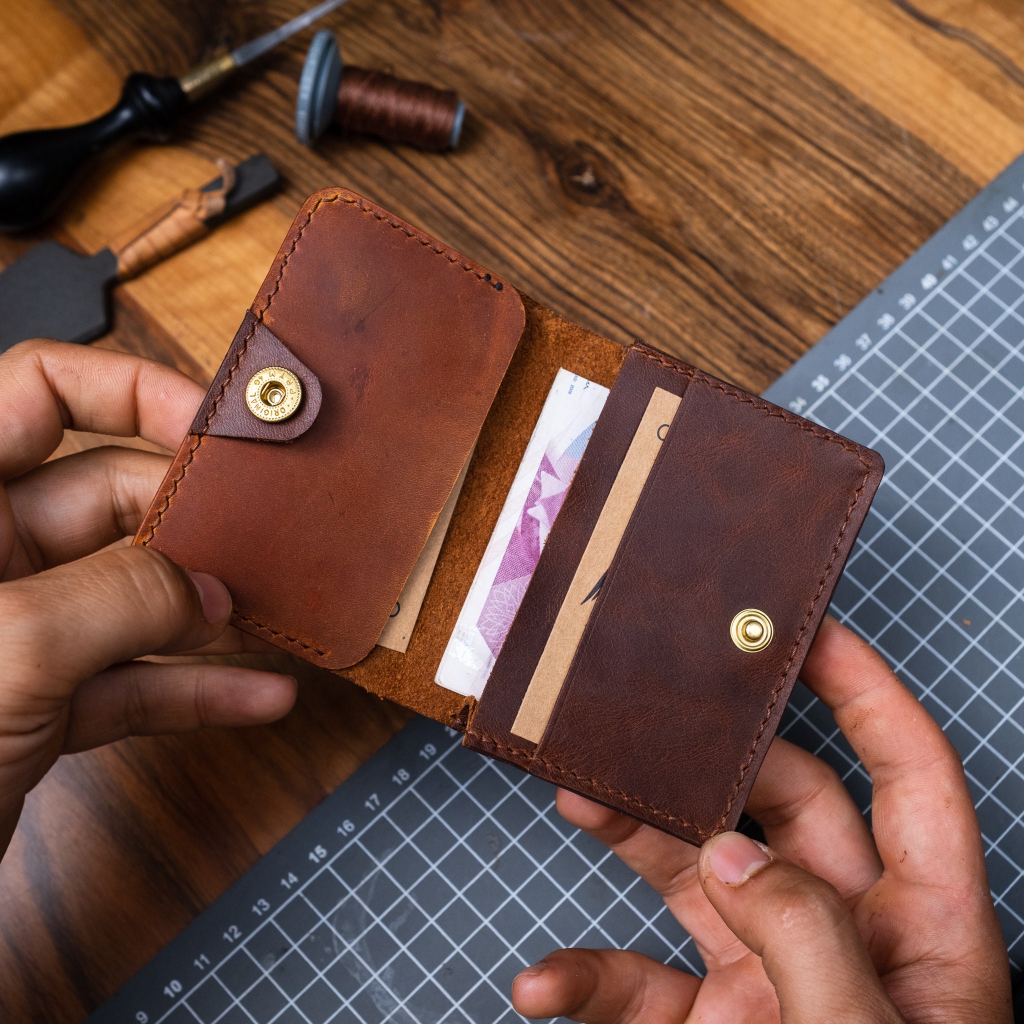 Front Pocket Card Holder Template Leather, A4 & Letter Size, Short ...