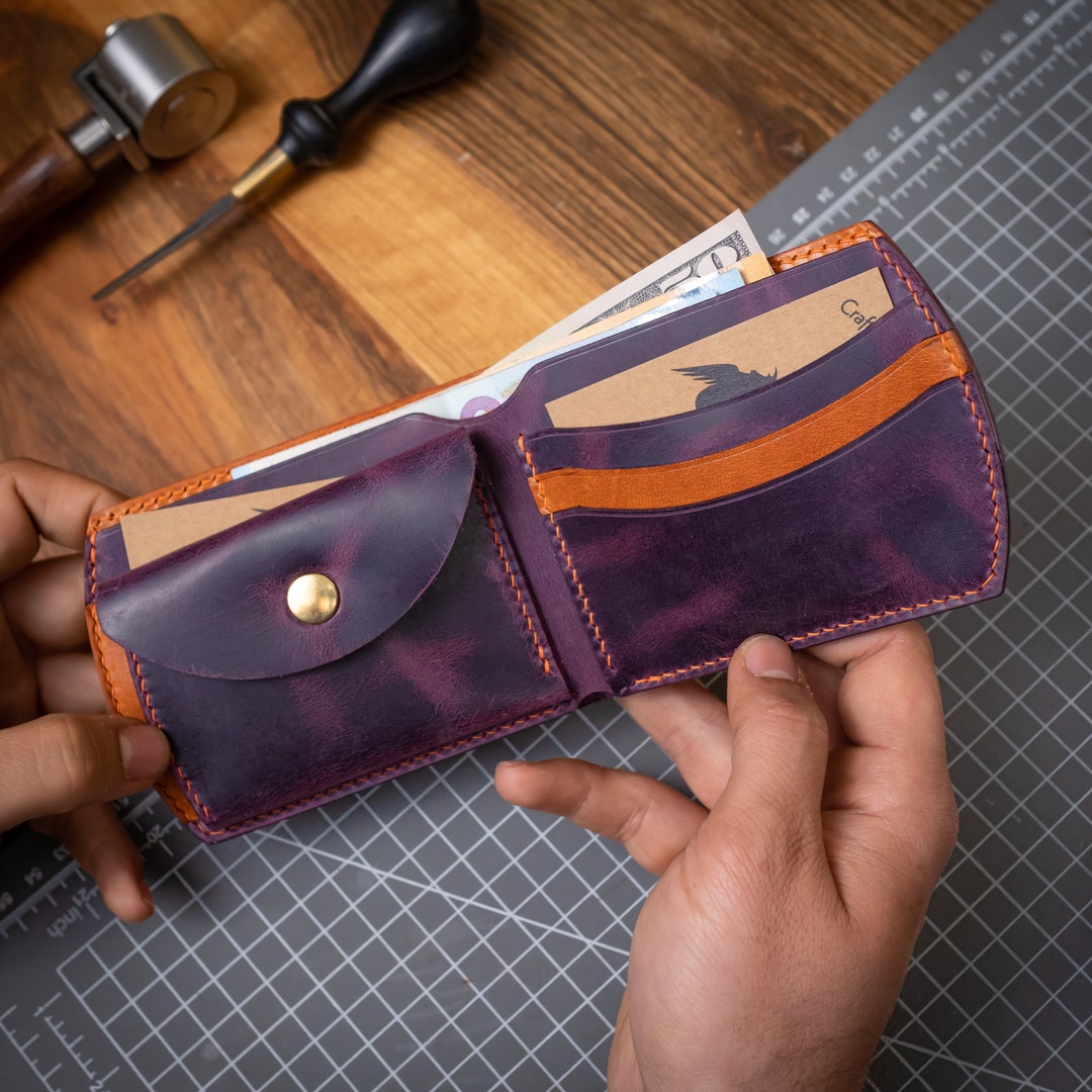 Bifold Leather Wallet for Fathers Day Gift, Coin Purse, Gift for Men ...