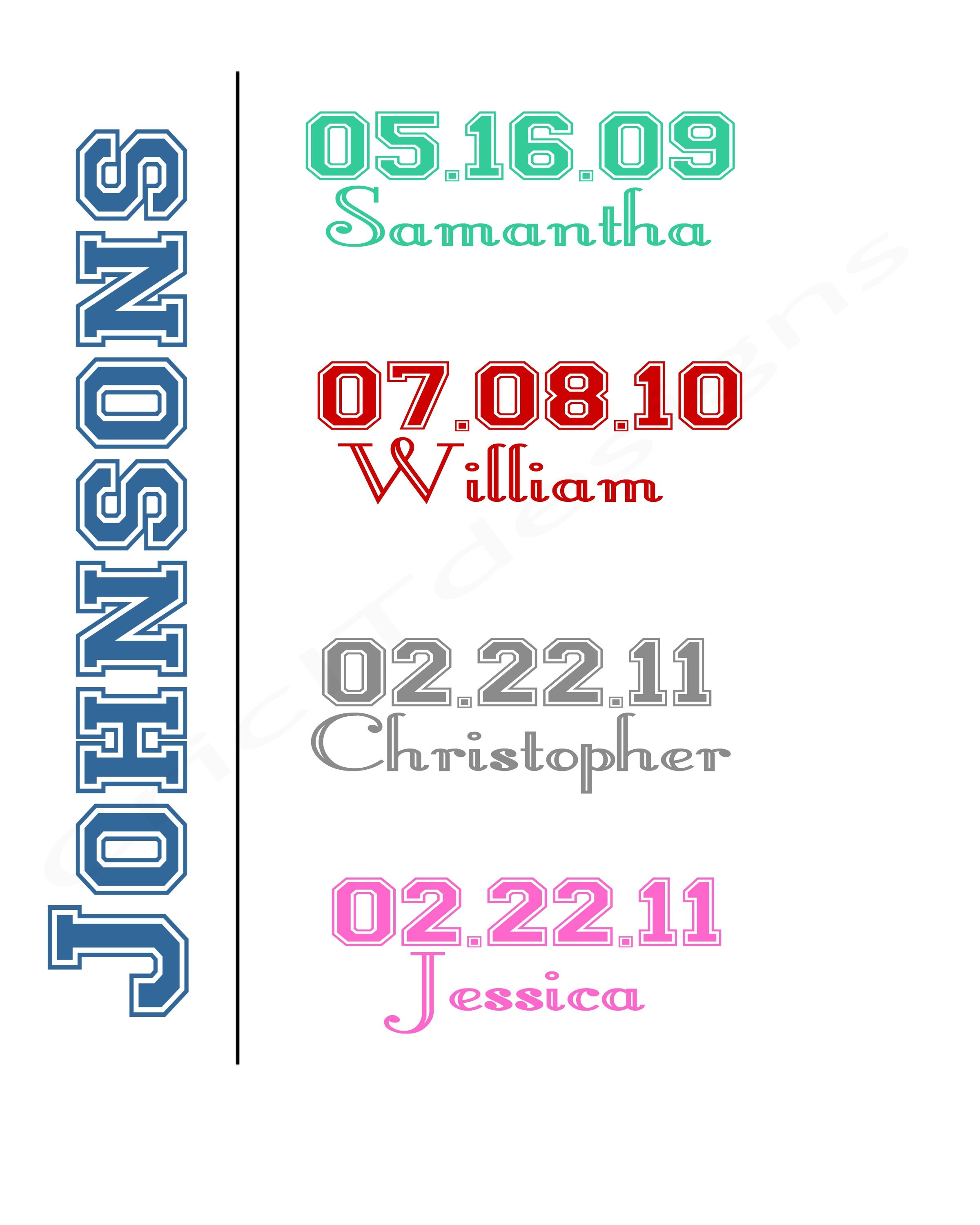 Digital Custom Date Sign 8 X 10 Personalized Family Dates - Etsy