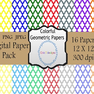 Beautiful Colorful Digital Paper, Seamless Geometric Digital ...