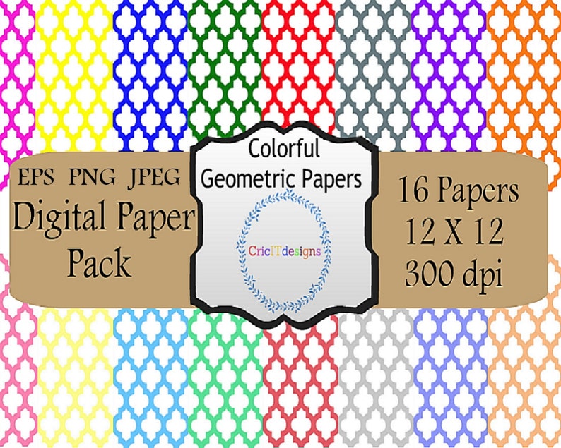 Beautiful Colorful Digital Paper, Seamless Geometric Digital ...