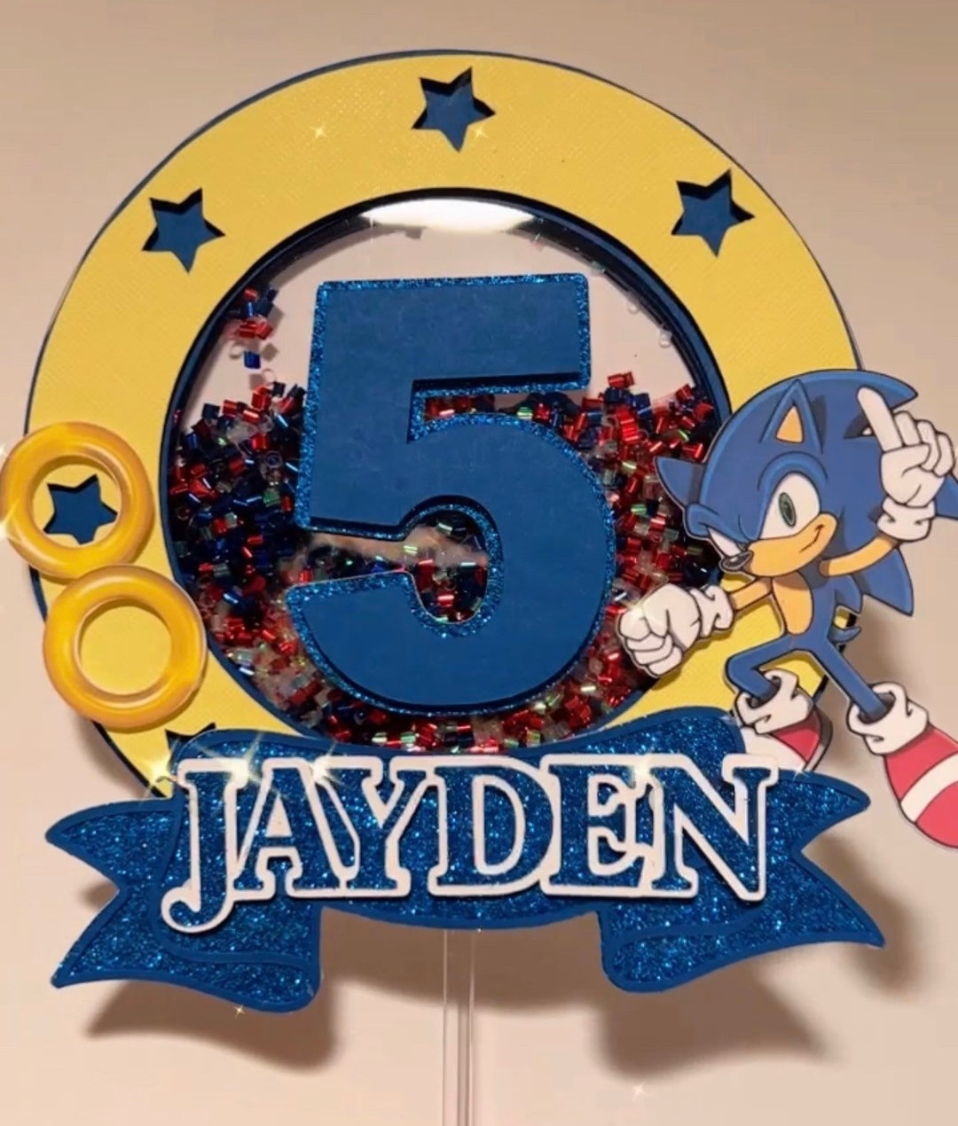 Sonic Theme Shaker Cake Topper L Sega Theme L Kids Party - Etsy