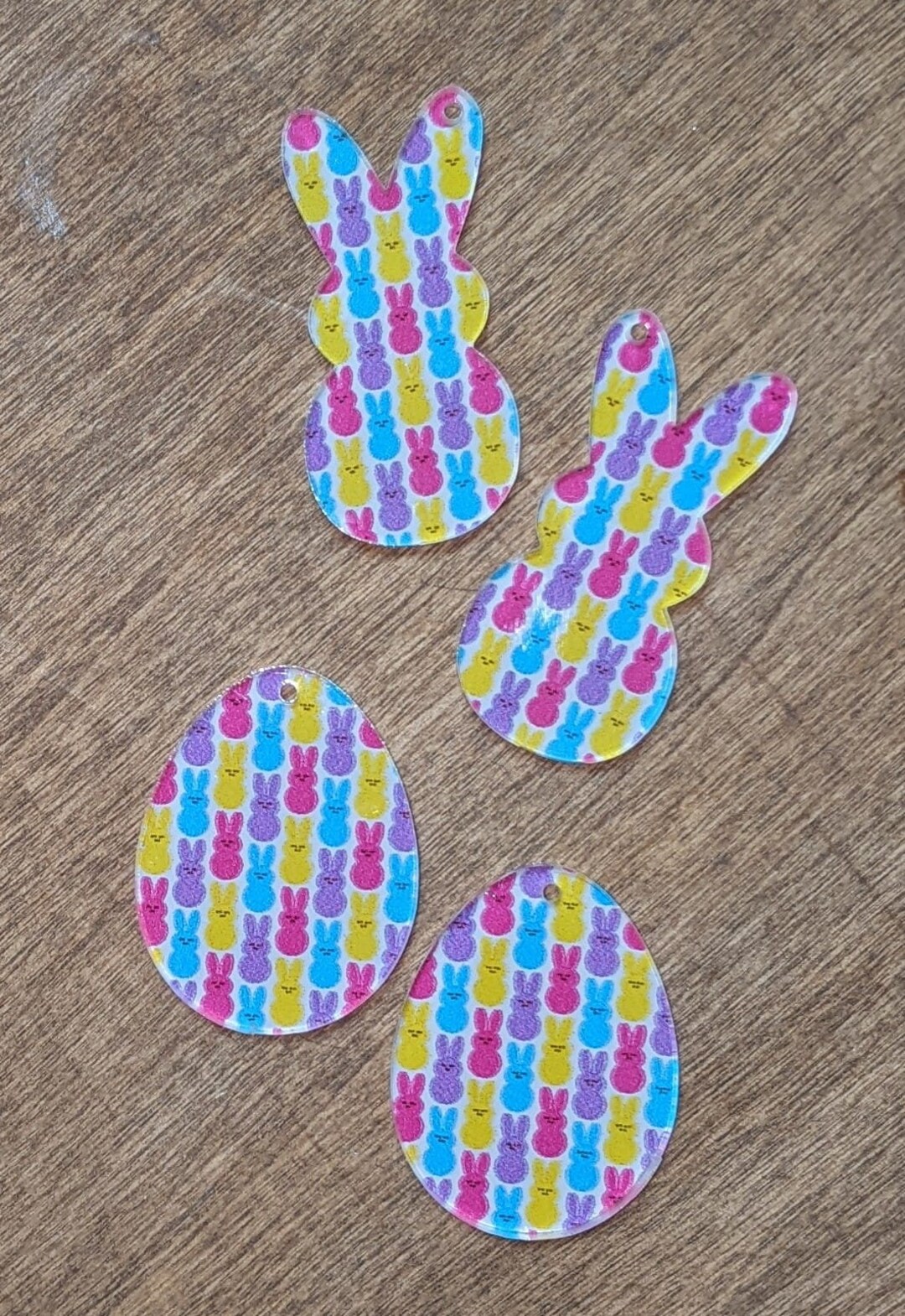 Easter Bunny Peep Print Clear Acrylic Earring Connector Blanks No ...