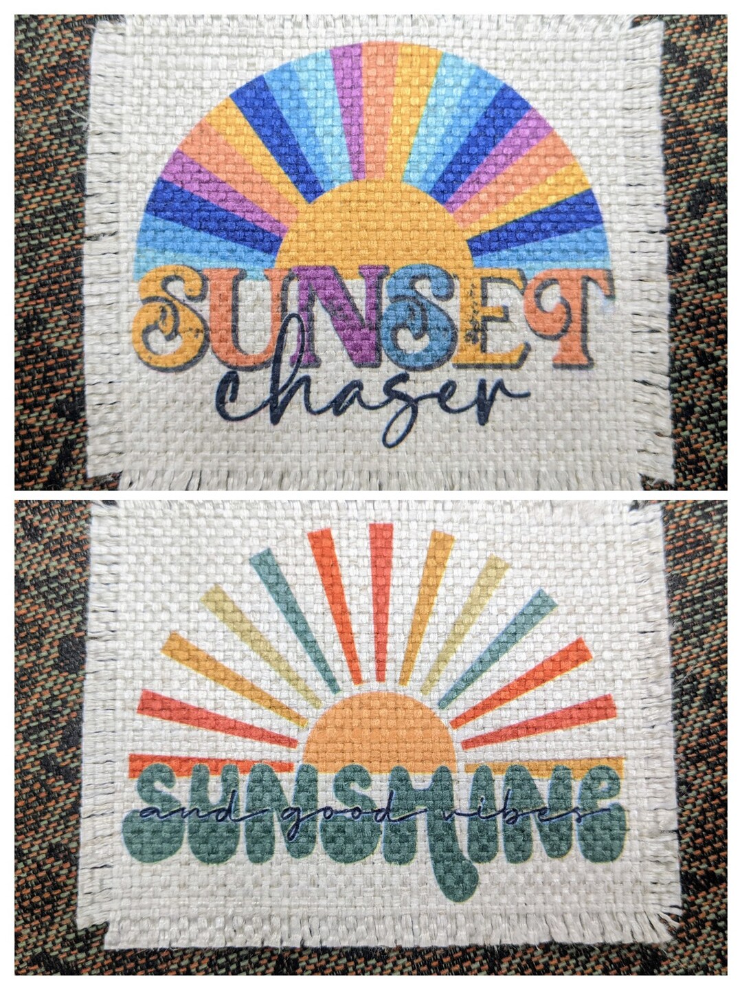 Sunshine and Sunset Chaser ~ Sublimated Raggy Patch for Hats, Frayed ...