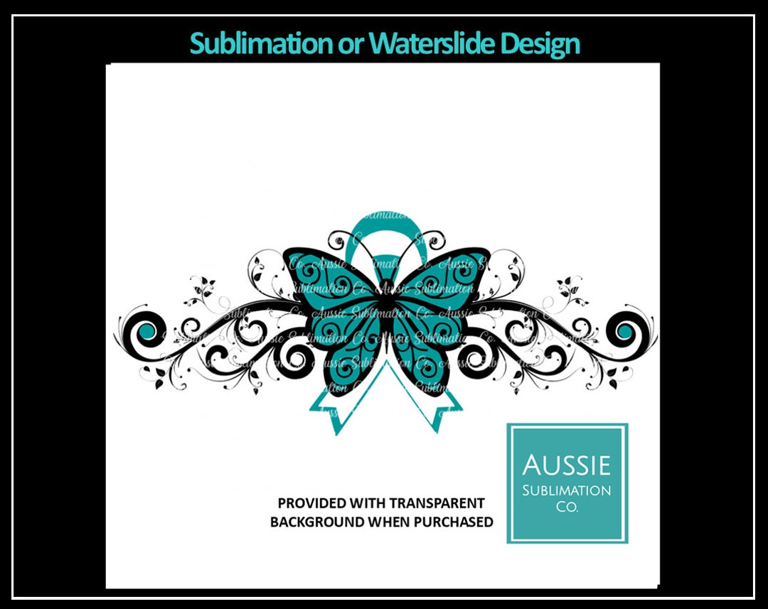 Cervical CANCER Teal White Ribbon Butterfly Awareness PNG Freeform ...