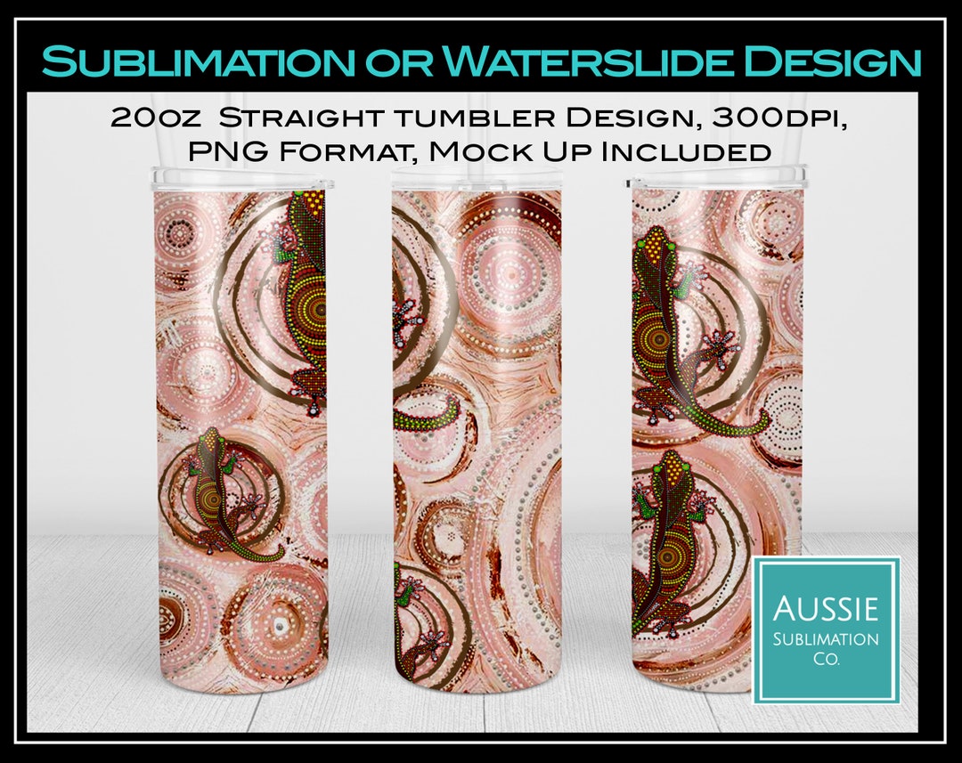 GECKO Australia Indigenous Aussie Art 20oz Straight Skinny Tumbler Wrap ...