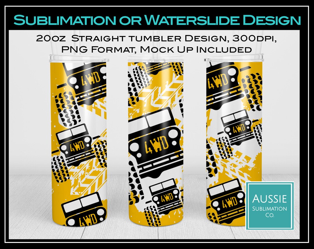 4WD Yellow Tyre Tracks Auto Dirt Four Wheel Drive 20oz Tumbler Wrap ...