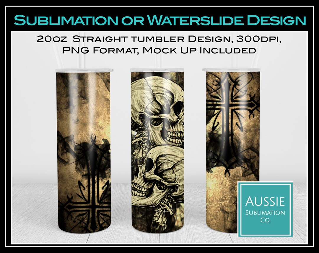 Skull Sepia Grunge Smoke Two Skulls Skeleton 20 Oz Skinny Tumbler ...