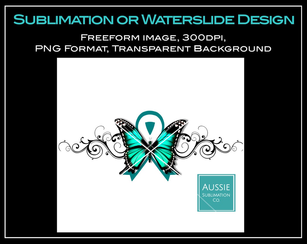 Cervical CANCER Teal White Ribbon Butterfly Awareness PNG - Etsy