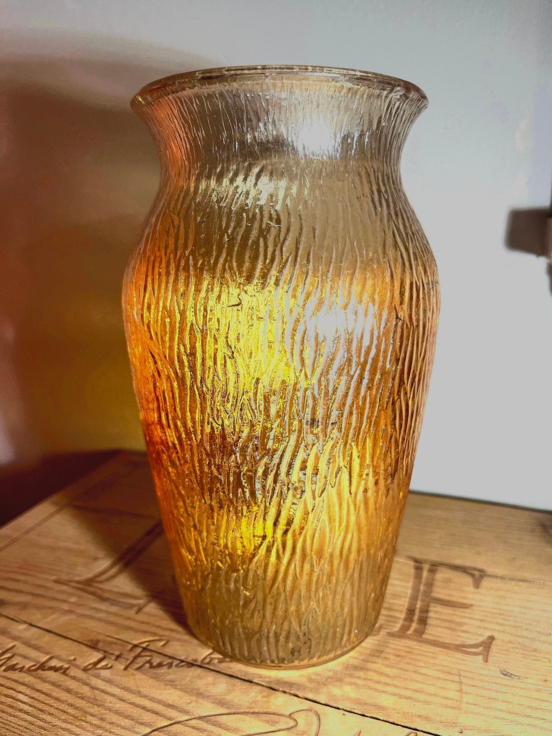 Jeanette Tree Bark Carnival Glass Vase - Etsy