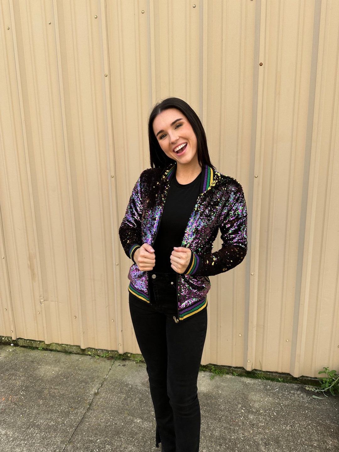 Mardi Gras Confetti Reversible Sequin Jacket Adult - Etsy