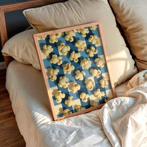 Popcorn Still Life Art Print | Retro Popcorn Poster | Navy Blue Wall ...