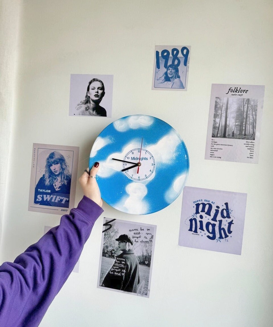 The Eras Tour Vinyl Record Clock: Handmade Midnights Wall Decor - Etsy