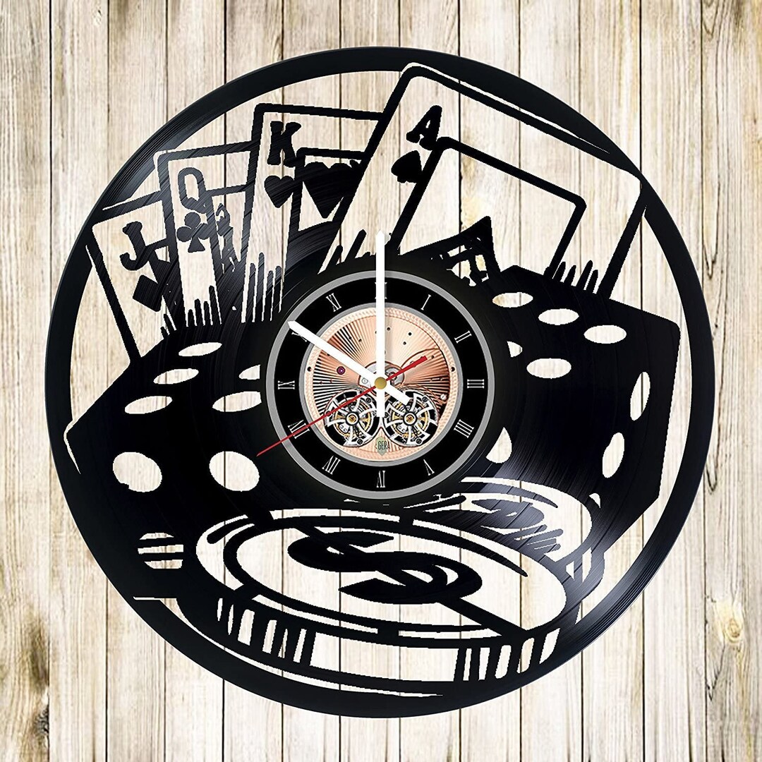 Casino Vinyl Record Clock: Poker Room Wall Decor - Etsy