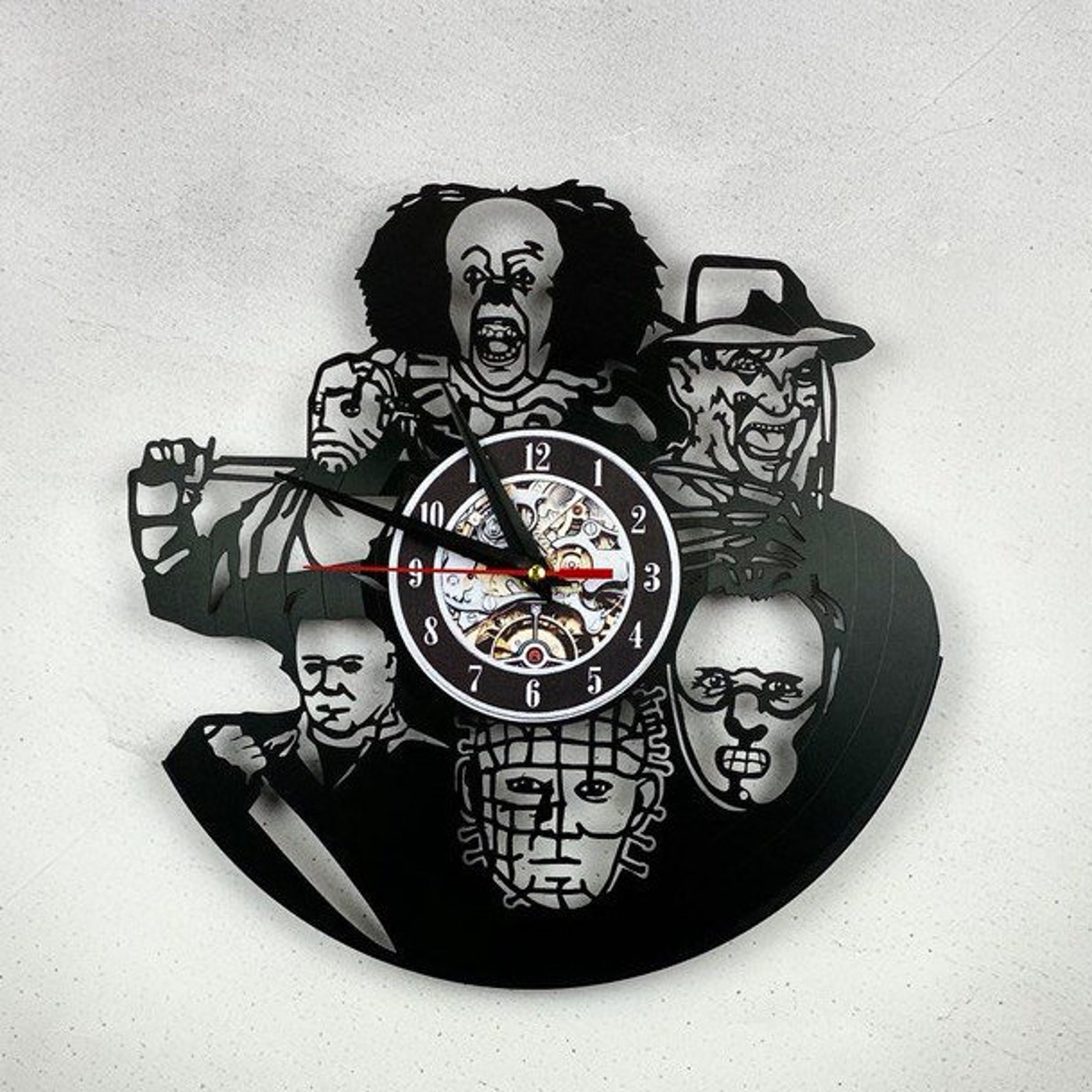 Horror Movie Vinyl Record Clock: Scary Movie Decor, Man Cave Gift - Etsy
