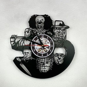 Made in Ukraine, Scary Movie Vinyl Record Cut Out Clock Horror Movie ...
