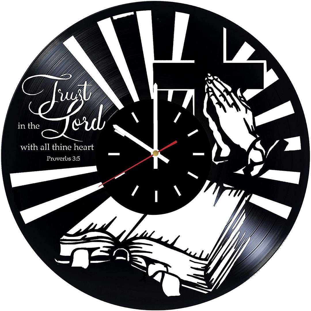 Lord Prayer Vinyl Record Cut Out Clock Christian Custom Wall Clock Man ...