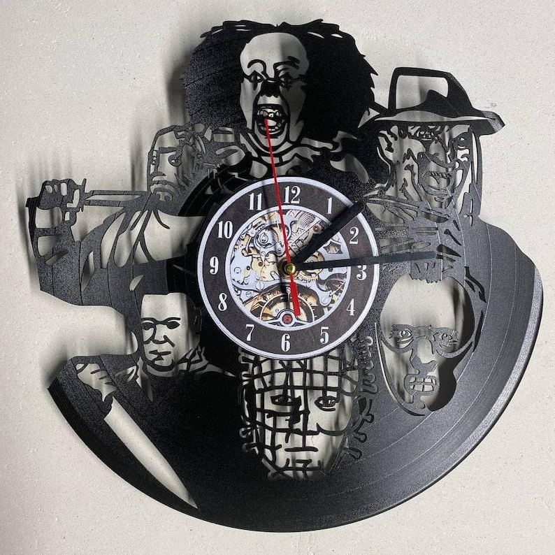 Spooky Vinyl Record Wall Clock: Horror Movie Art Decor - Etsy