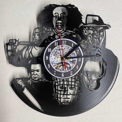 Made in Ukraine Scary Movie Vinyl Record Cut Out Clock Horror | Etsy