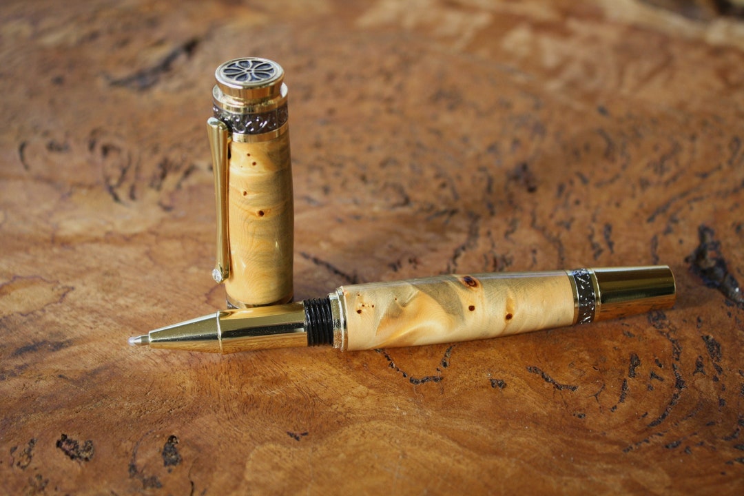 Hand-crafted Majestic Rollerball Pens - Birdseye Huon Pine, Tasmanian ...