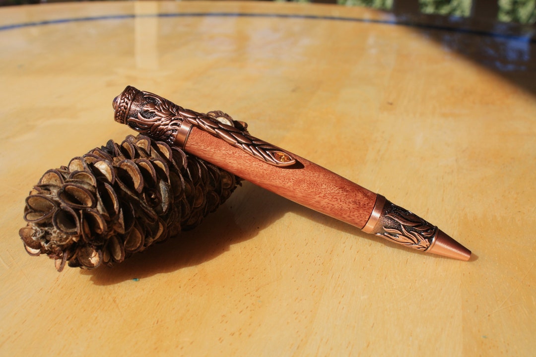 Phoenix Rising Antique Copper Twist Pen With Highly Figured Red Gum ...