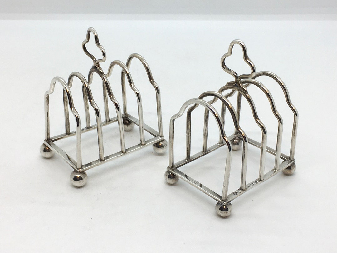Pair of Antique 1920s Solid Sterling Silver Four Slice / Bar Toast ...