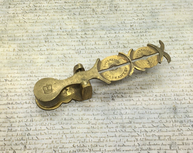 Set of Antique Brass Sovereign Coin Scales for Weighing Full and Half ...