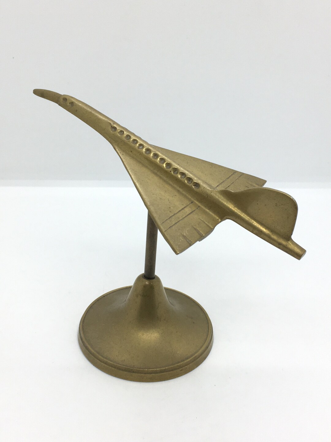 Vintage Brass Concorde Plane in Flight Model on Desk Stand - Etsy