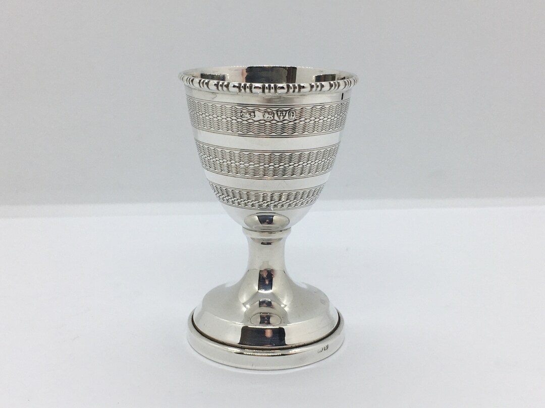 Vintage 1920s Solid Silver Egg Cup in the Art Deco Style With Engine Turned Exterior Hallmarked ...