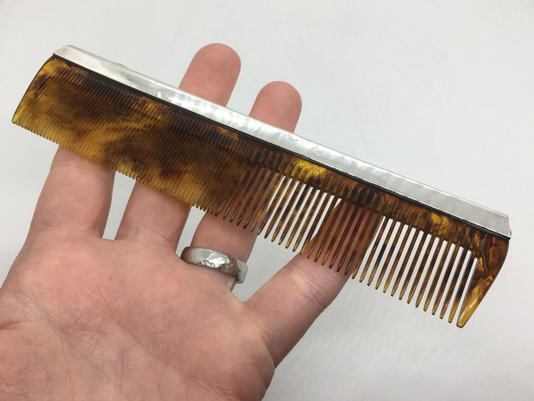Vintage 1930s Sterling Silver Mounted Tortoiseshell Comb - Etsy