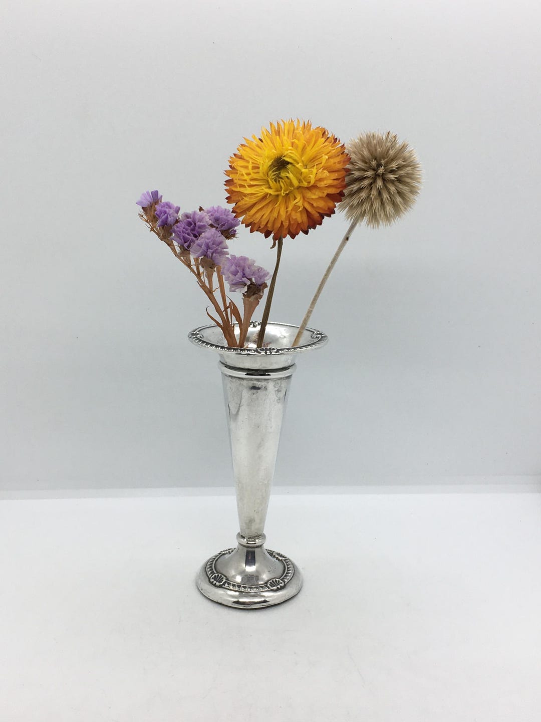 Antique Sterling Silver Trumpet Shaped Posy / Bud Vase With Flared Rim ...