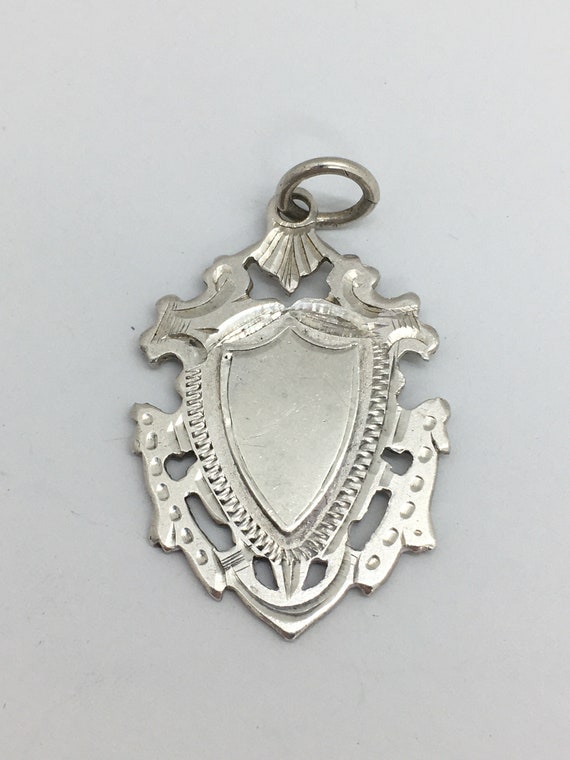 Antique Edwardian solid silver fob medal - Shield Sha… - Gem