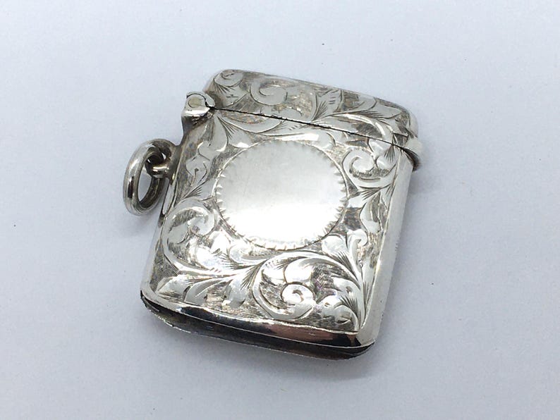 Antique Edwardian Solid Silver Vesta Case / Match Safe Fob With ...