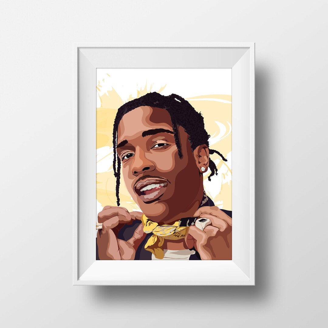 ASAP Rocky Digital Illustration Poster Rap Art ASAP MOB Art Hiphop Art ...